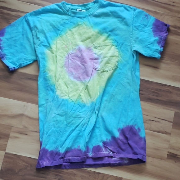 Tops | Custom Tie Dye Tee Shirt Turquoise Purple Yellow Pink Small Size ...